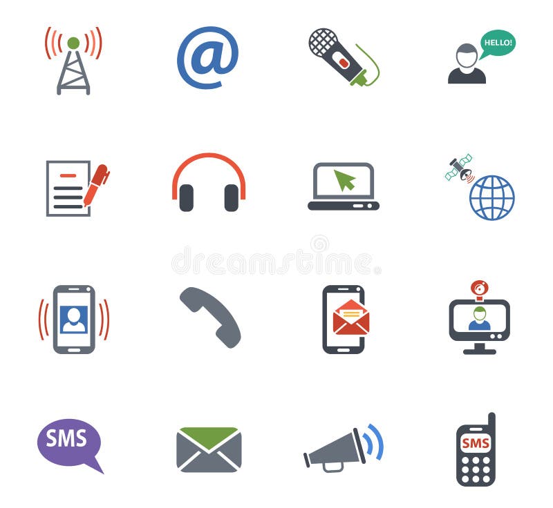 Communication icon set stock vector. Illustration of newspaper - 88089745