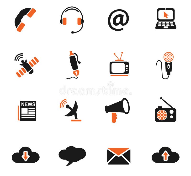 Communication icon set stock illustration. Illustration of notebook ...