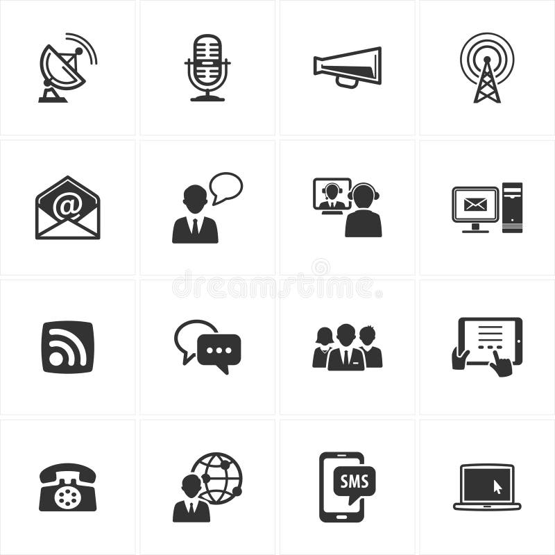 Communication Icons, Set 1 - Blue Series Stock Vector - Illustration of ...