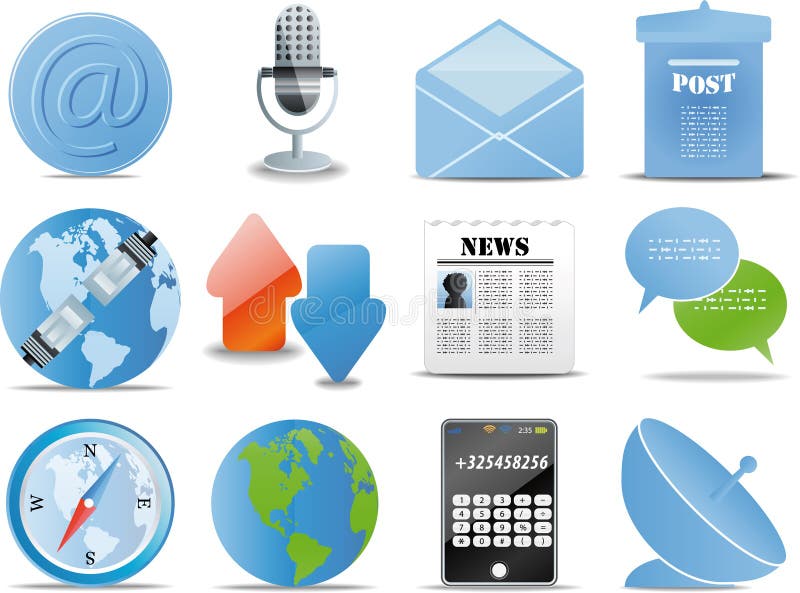 Communication Icons Blue Versions Stock Vector - Illustration of ...