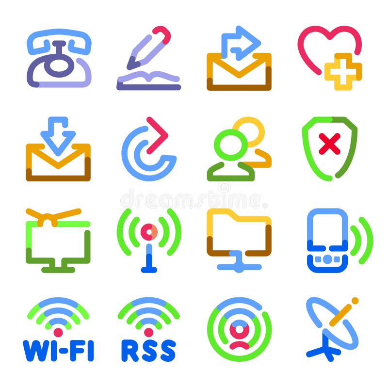 Communication Icons. Color Contour Series. Stock Vector - Illustration ...