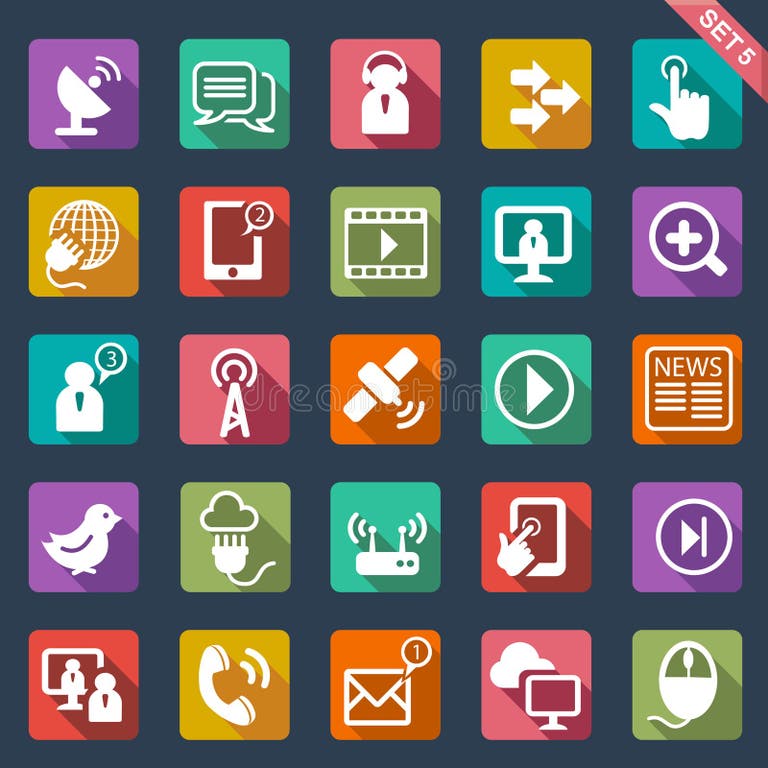 Communication Icons- Flat Design Stock Vector - Illustration of help ...