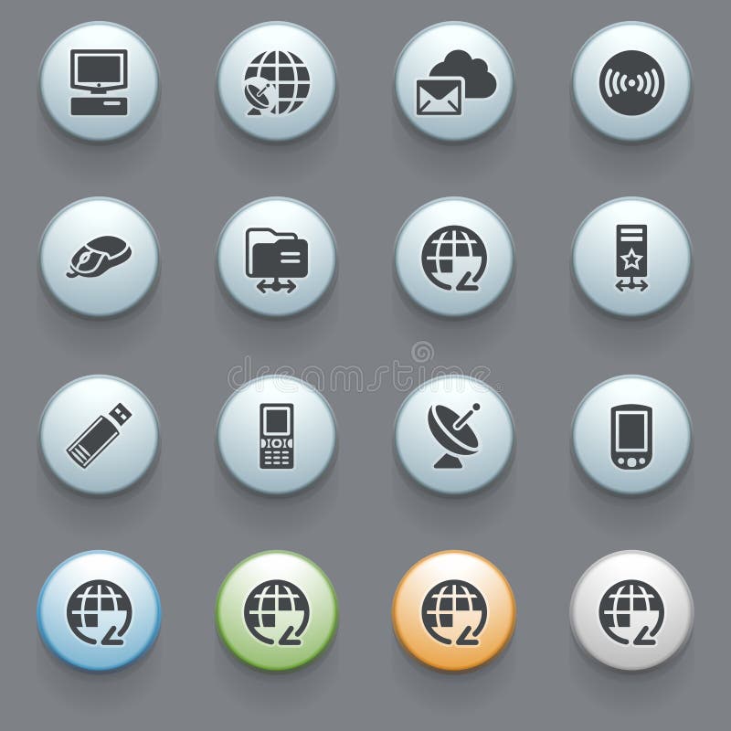 Communication Icons on Gray Background. Set 3 Stock Vector ...
