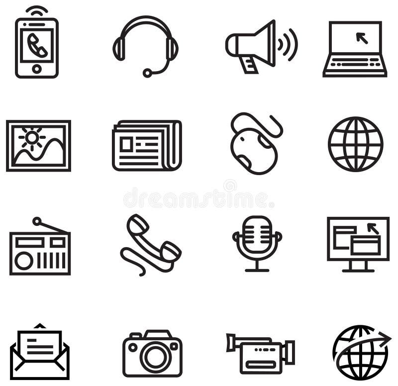 Hand Drawn Communication Icon Set Stock Vector - Illustration of ...