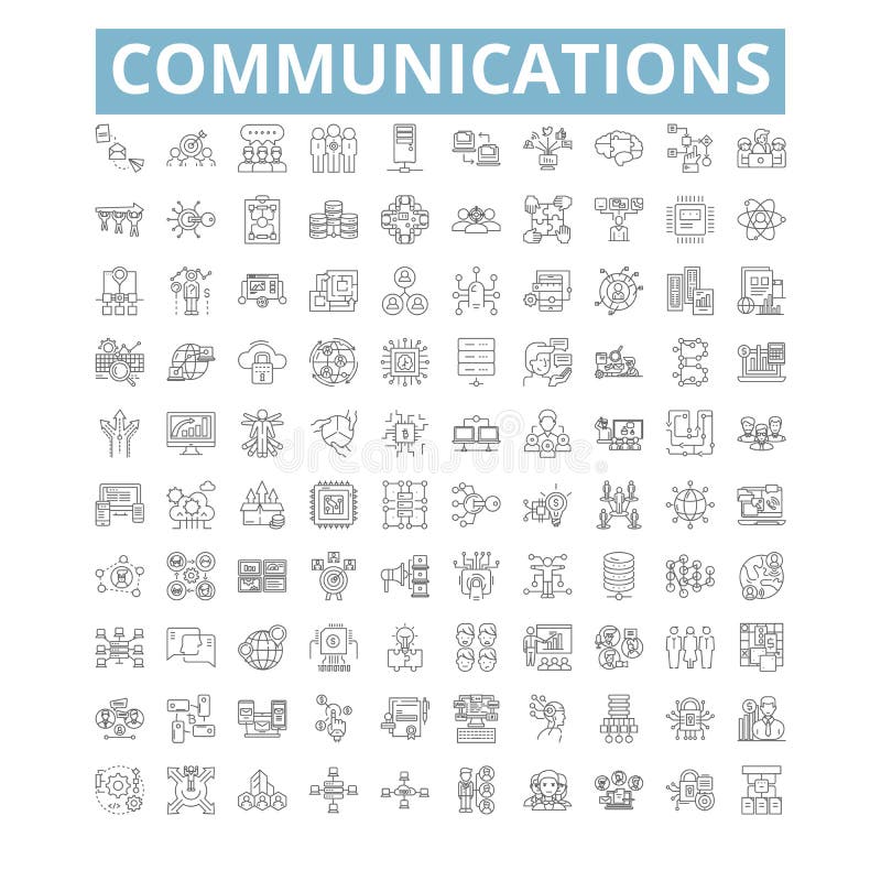 Communication Icons, Line Symbols, Web Signs, Vector Set, Isolated ...