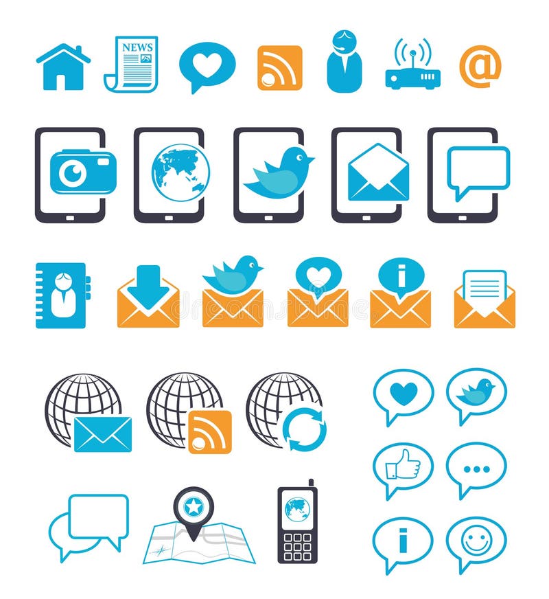 Communication Icons for Mobile Email Chat Stock Illustration ...