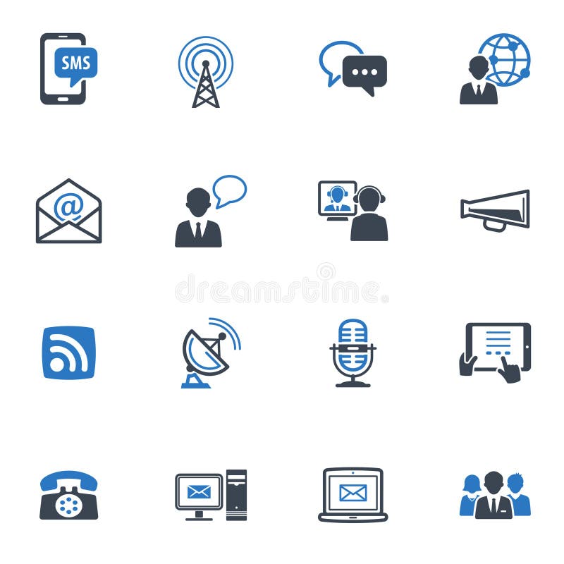 Communication Icons, Set 1 - Blue Series Stock Vector - Illustration of ...