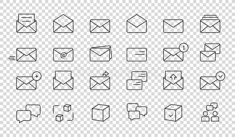 Communication Icons Set - Black Thin Line Vector Illustrations Isolated ...