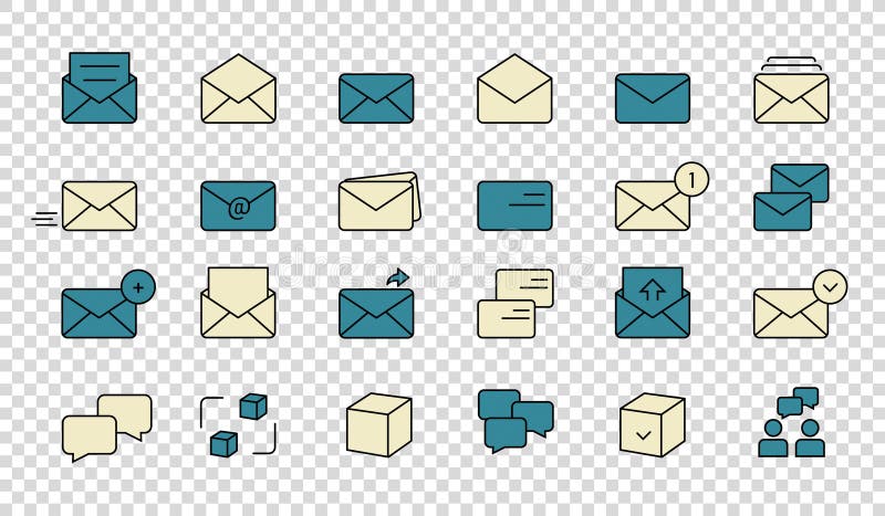 Communication Icons Set - Black Thin Line Vector Illustrations Isolated ...