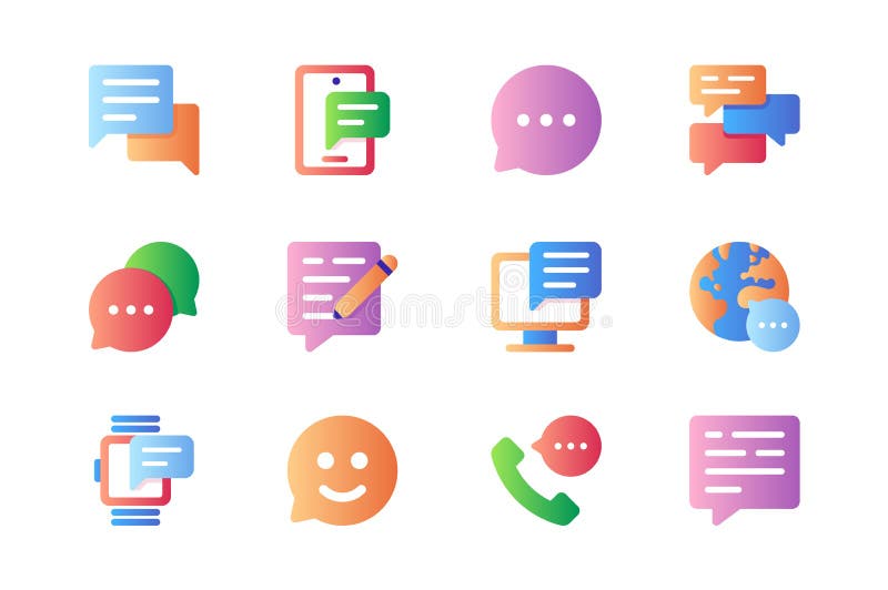Communication Icons Set in Color Flat Design. Vector Pictograms Stock ...