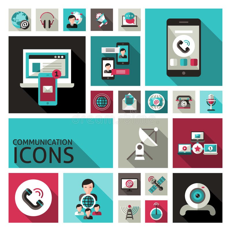 Communication Icons Set stock vector. Illustration of elements - 45923929
