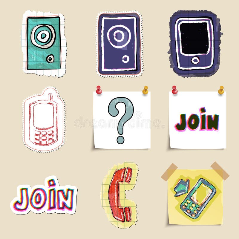 Communication Icons Set. Hand Drawn and Isolated Stock Vector ...