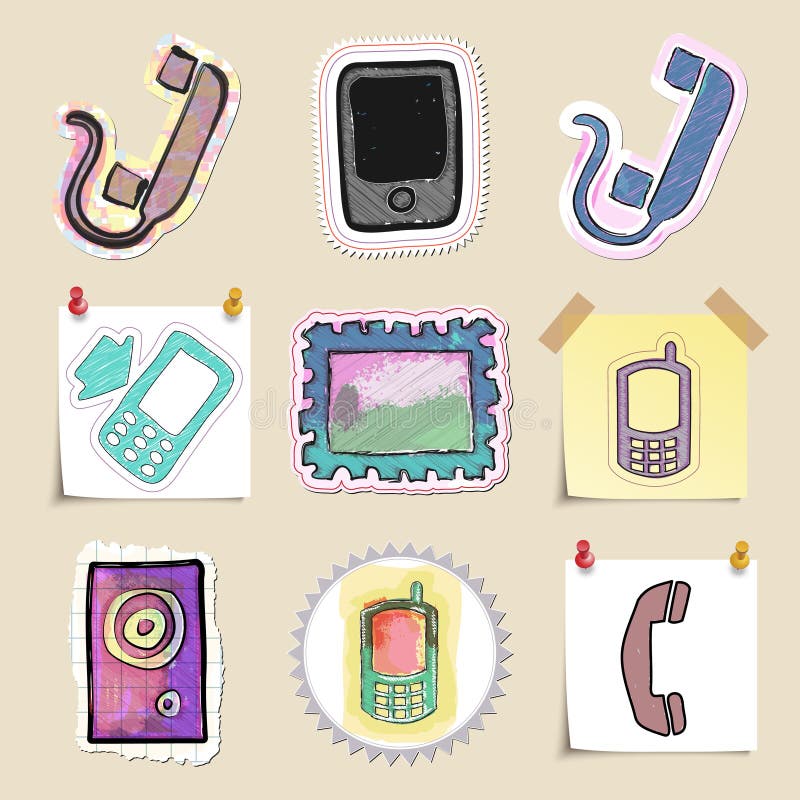Communication Icons Set. Hand Drawn and Isolated Stock Vector ...