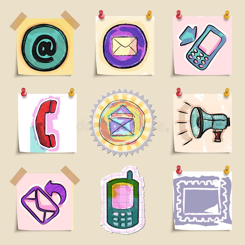 Communication Icons Set. Hand Drawn and Isolated Stock Vector ...