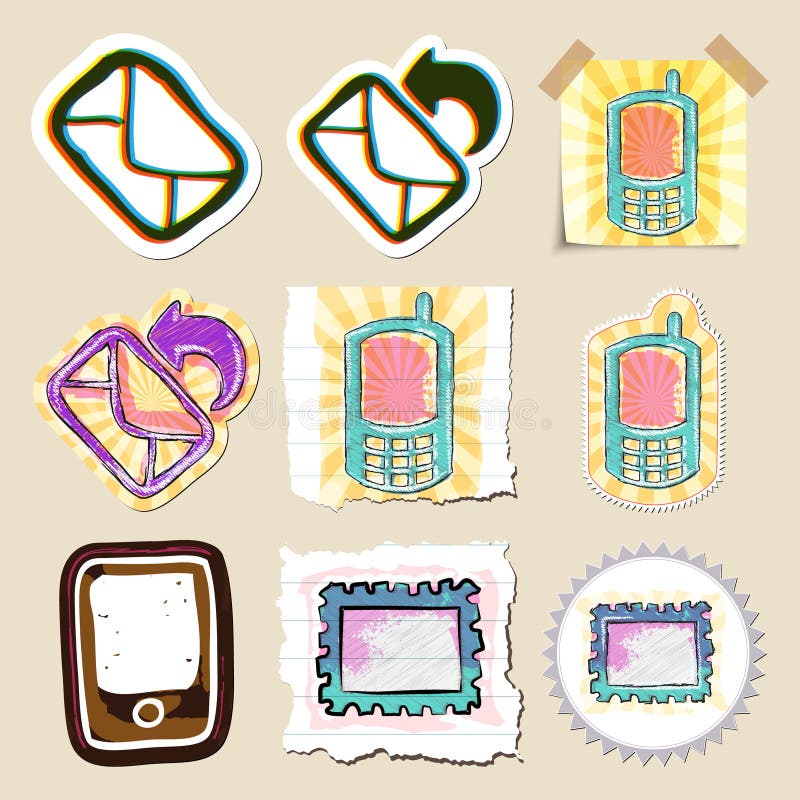 Communication Icons Set. Hand Drawn and Isolated Stock Vector ...