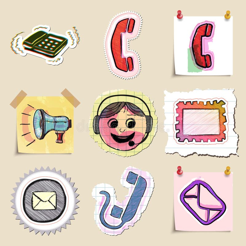 Communication Icons Set. Hand Drawn and Isolated Stock Vector ...