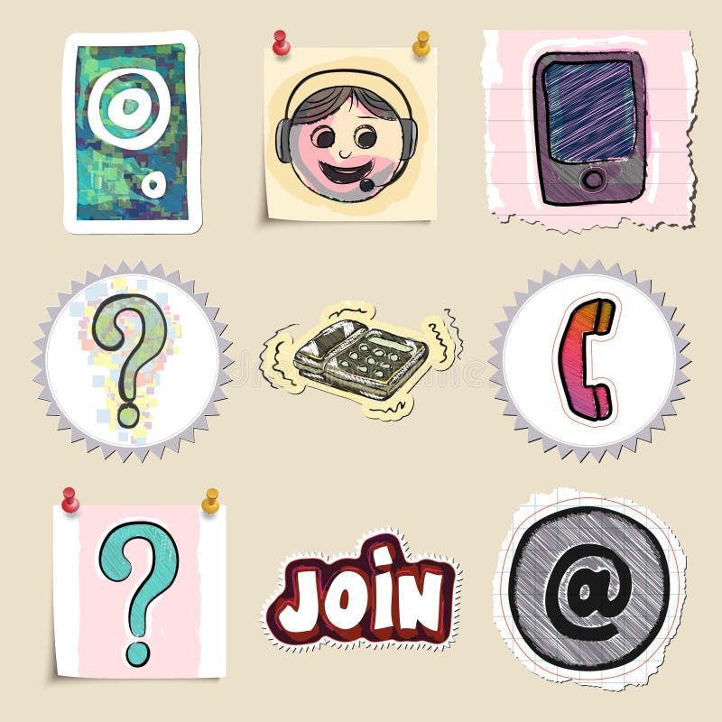 Communication Icons Set. Hand Drawn and Isolated Stock Vector ...