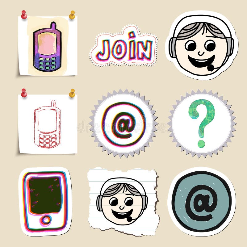 Communication Icons Set. Hand Drawn and Isolated Stock Vector ...