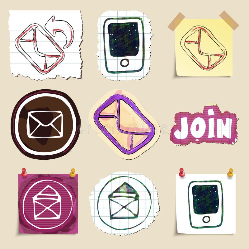 Communication Icons Set. Hand Drawn and Isolated Stock Vector ...