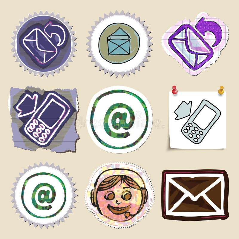 Communication Icons Set. Hand Drawn and Isolated Stock Vector ...