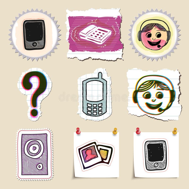 Communication Icons Set. Hand Drawn and Isolated Stock Vector ...