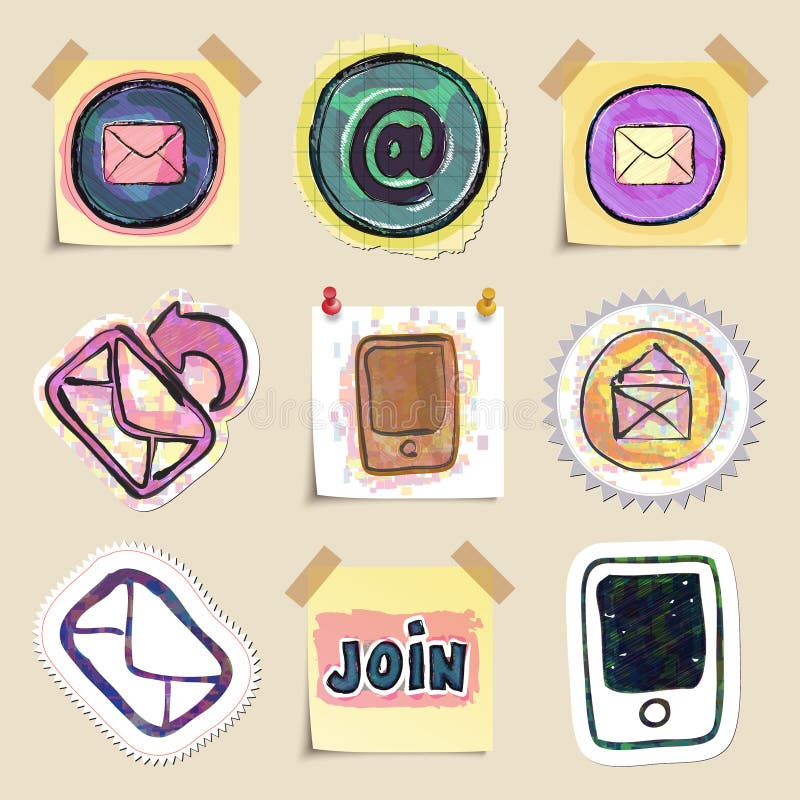 Communication Icons Set. Hand Drawn and Isolated Stock Vector ...