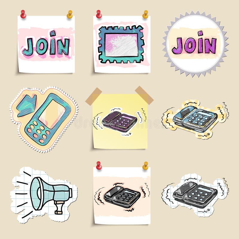 Communication Icons Set. Hand Drawn and Isolated Stock Vector ...