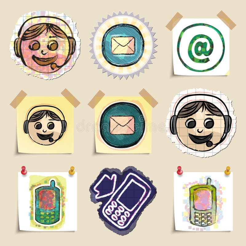 Communication Icons Set. Hand Drawn and Isolated Stock Vector ...