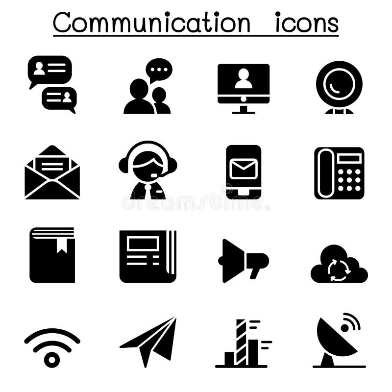 Communication Technology Icons Stock Vector - Illustration of group ...