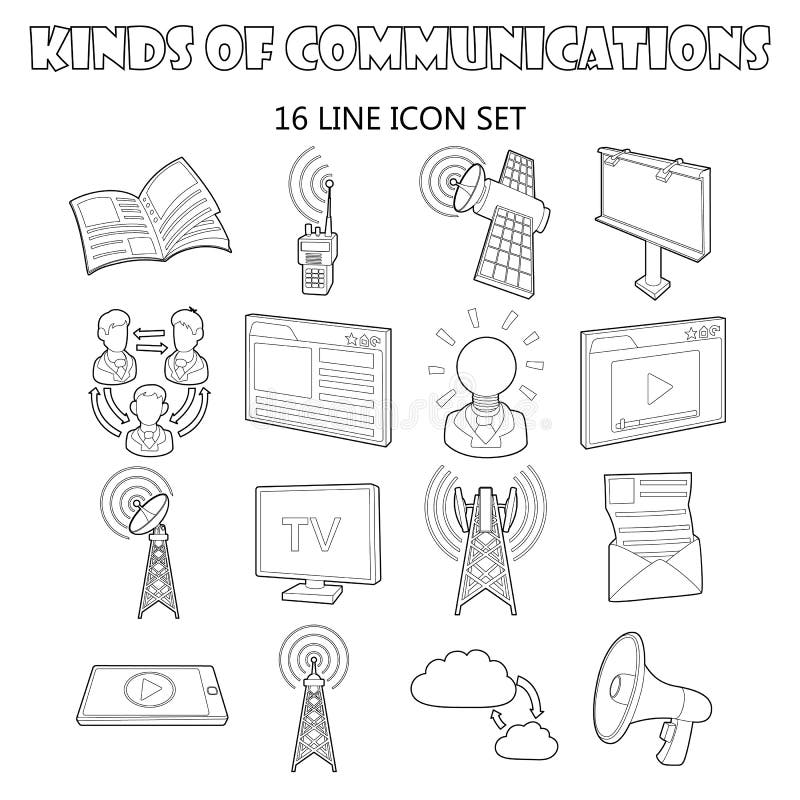 100 Communication Icons Set Blue Stock Vector - Illustration of disk ...