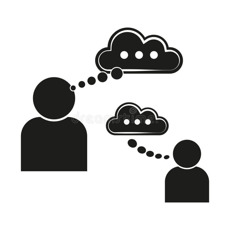 Communication Icons Set. People with Speech Bubbles. Black and White ...