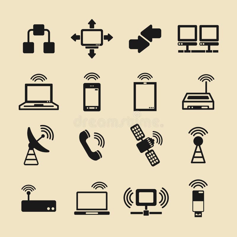 Set Of Computer And Phone Device Icons. Flat Vector Graphic Pictograms ...
