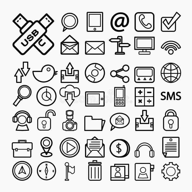 Communication Icons on White Paper .Illustration Stock Vector ...