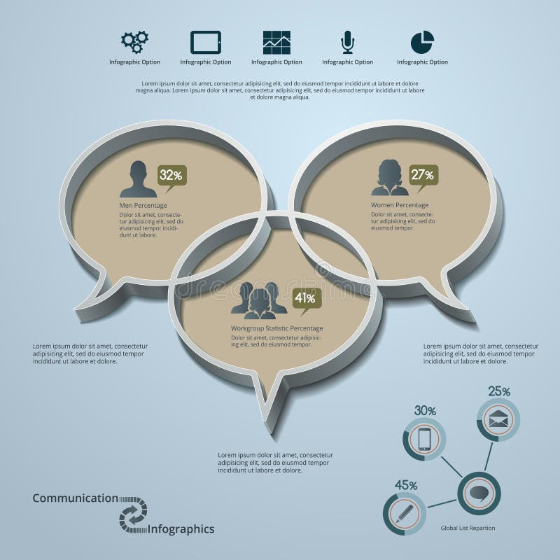 Communication Infographic Background Elements and Symbols Stock Vector ...