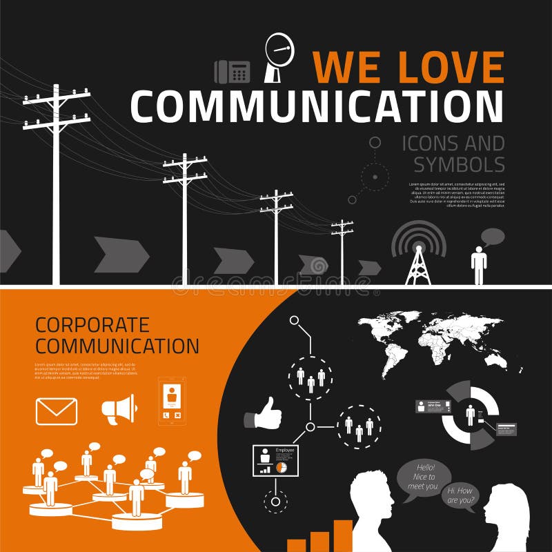 Communication Infographics Elements, Icons and Symbols Stock Vector ...