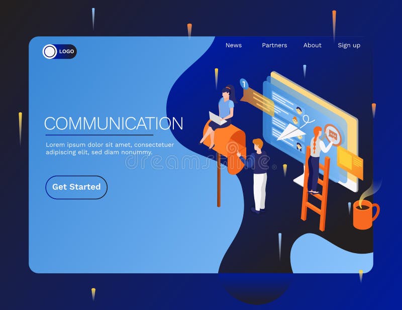 Communication Interfaces Landing Page Stock Vector - Illustration of ...