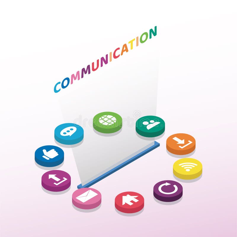 Communication Isometric Concept. the Word Communication with Colorful ...