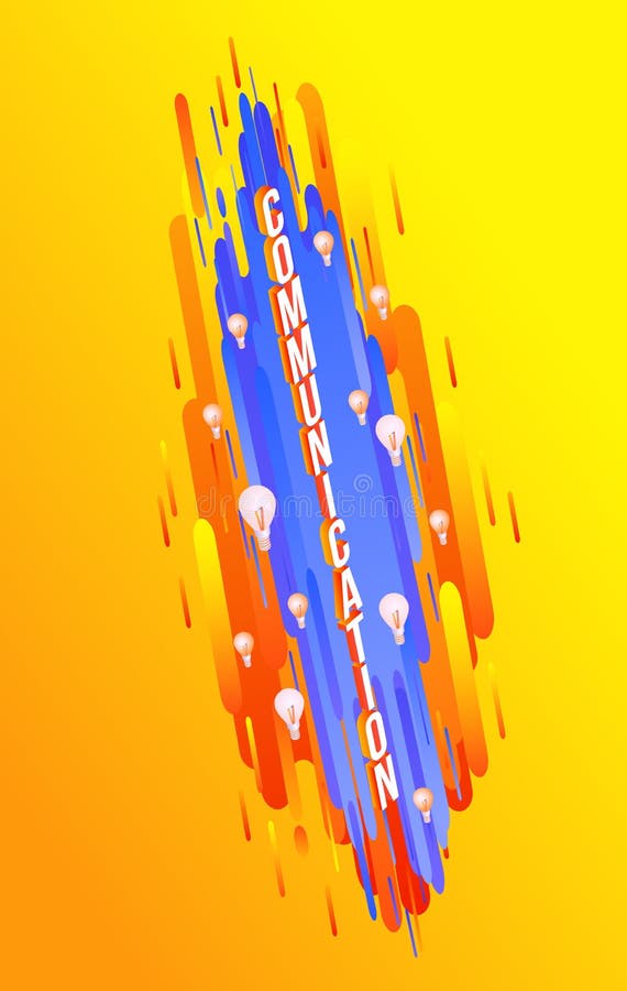 Communication Isometric Text Design on Gradient Background with ...