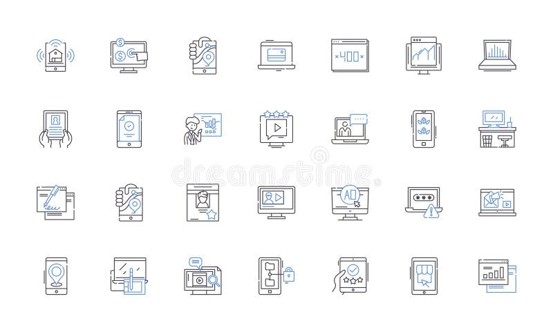 Communication Junction Line Icons Collection. Connection, Exchange ...