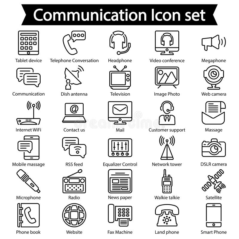 Communication Line Icon Set Stock Vector - Illustration of feed ...