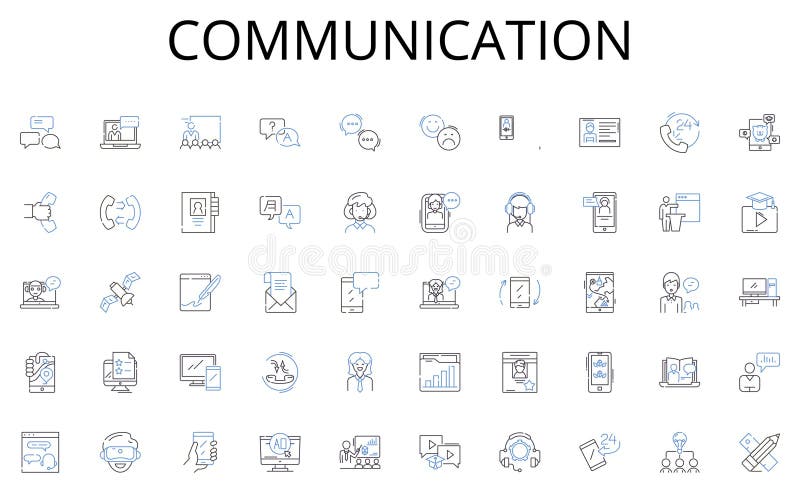 Communication Line Icons Collection. Advancement, Growth, Development ...