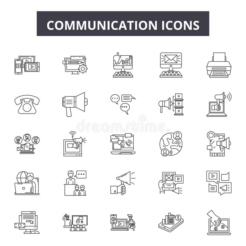 Communication Icons, Line Symbols, Web Signs, Vector Set, Isolated ...