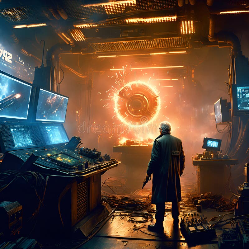 Communication between Man and Machine. Concept Art Illustration of a ...