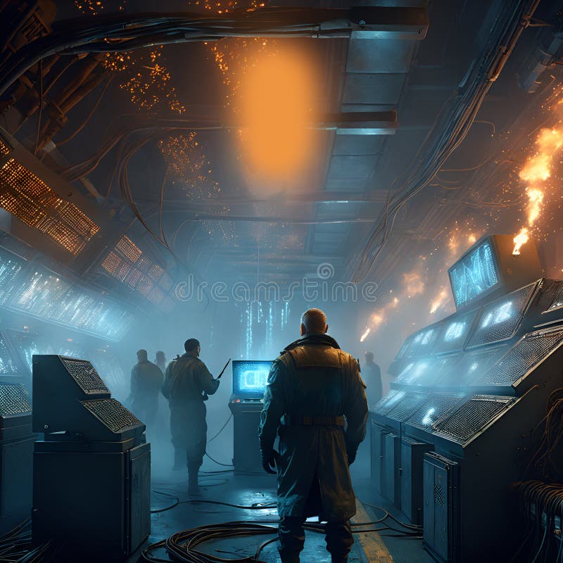 Communication between Man and Machine. Concept Art Illustration of a ...