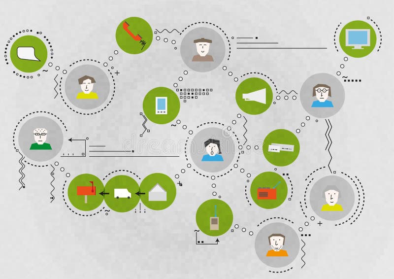Communication Map with People Stock Illustration - Illustration of ...