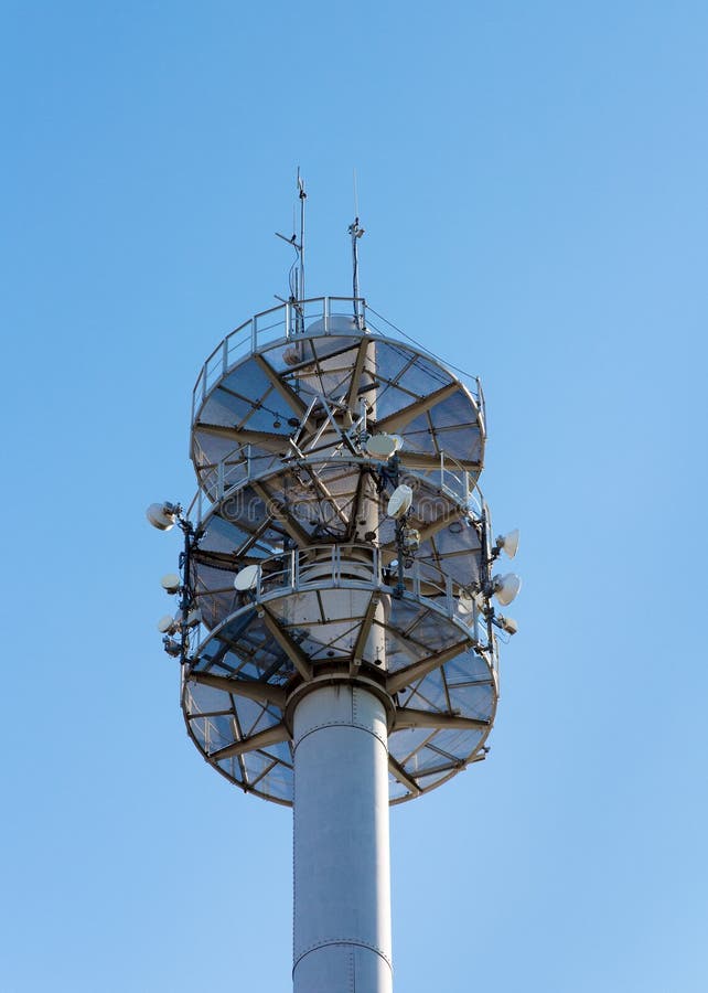 Communication Mast for Various Antennae and Dishes Stock Image - Image ...
