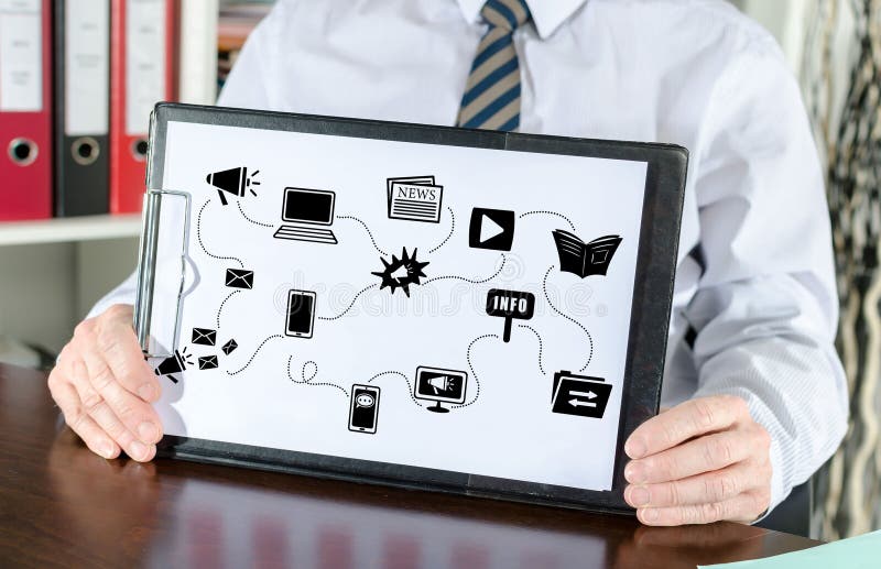 Communication Media Concept on a Clipboard Stock Image - Image of ...
