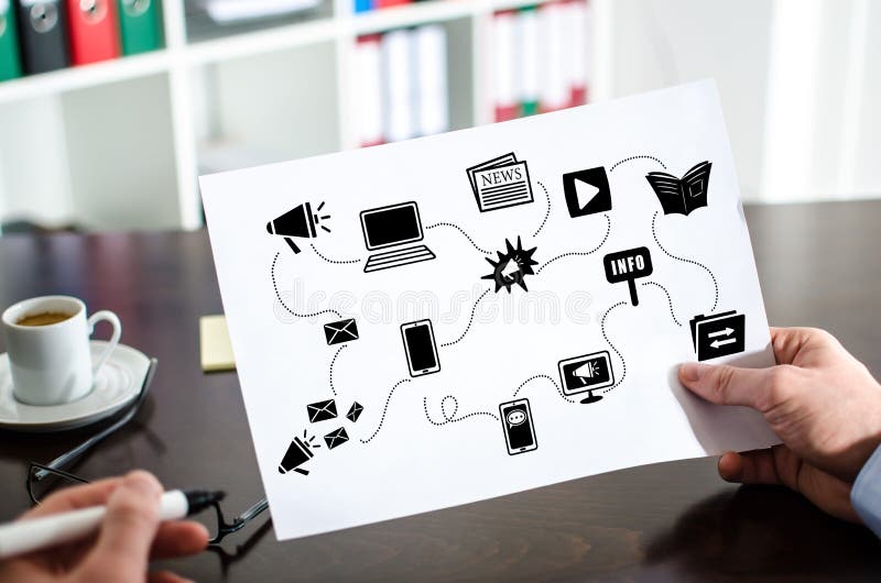 Communication Media Concept on a Computer Monitor Stock Image - Image ...