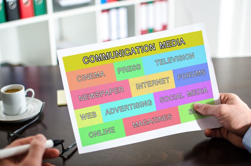 Communication Media Concept on a Paper Stock Image - Image of internet ...