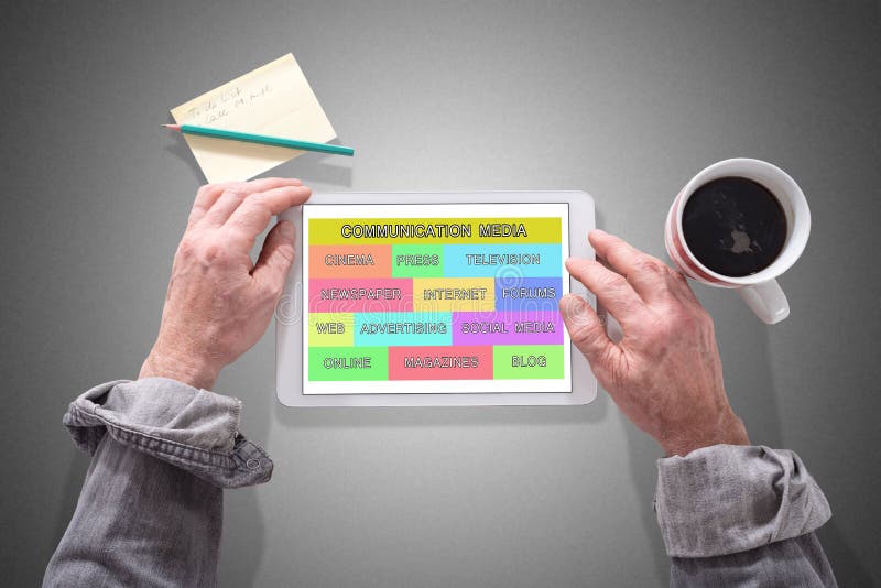 Communication Media Concept on a Tablet Stock Photo - Image of ...